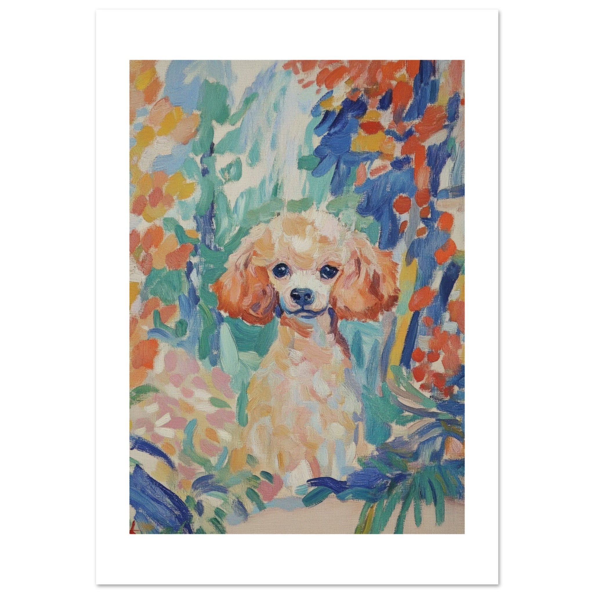Vibrant Toy Poodle Poster: Matisse-Inspired Art – Posters One Hundred