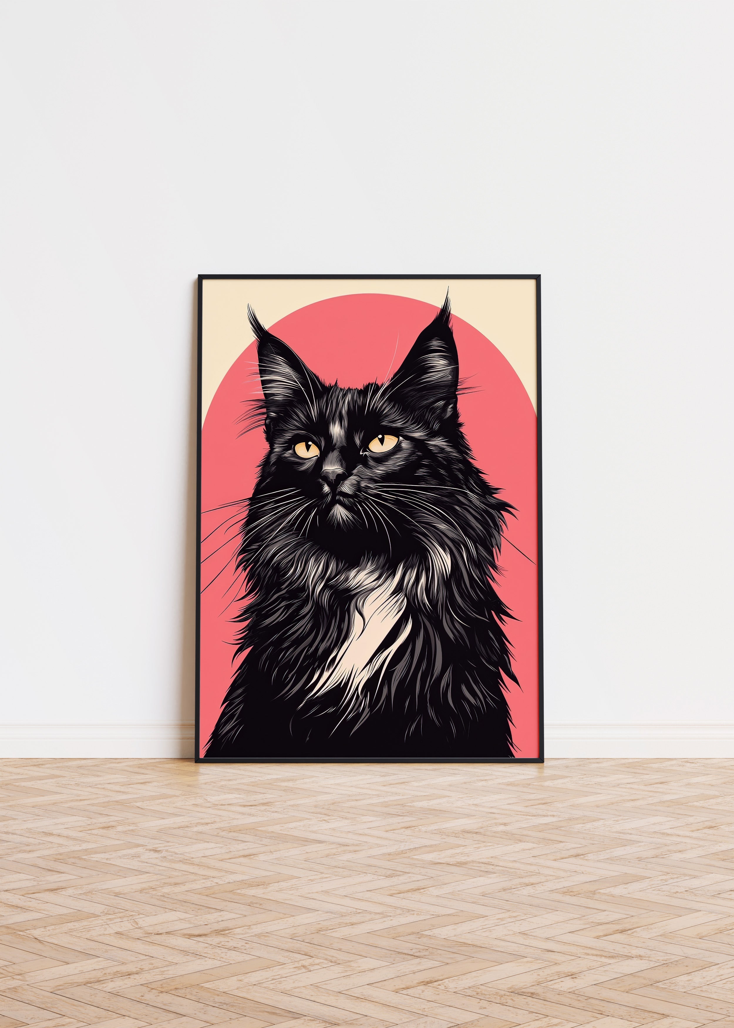 Elegant Maine Coon Cat Illustration Poster - Shop Now! – Posters One ...