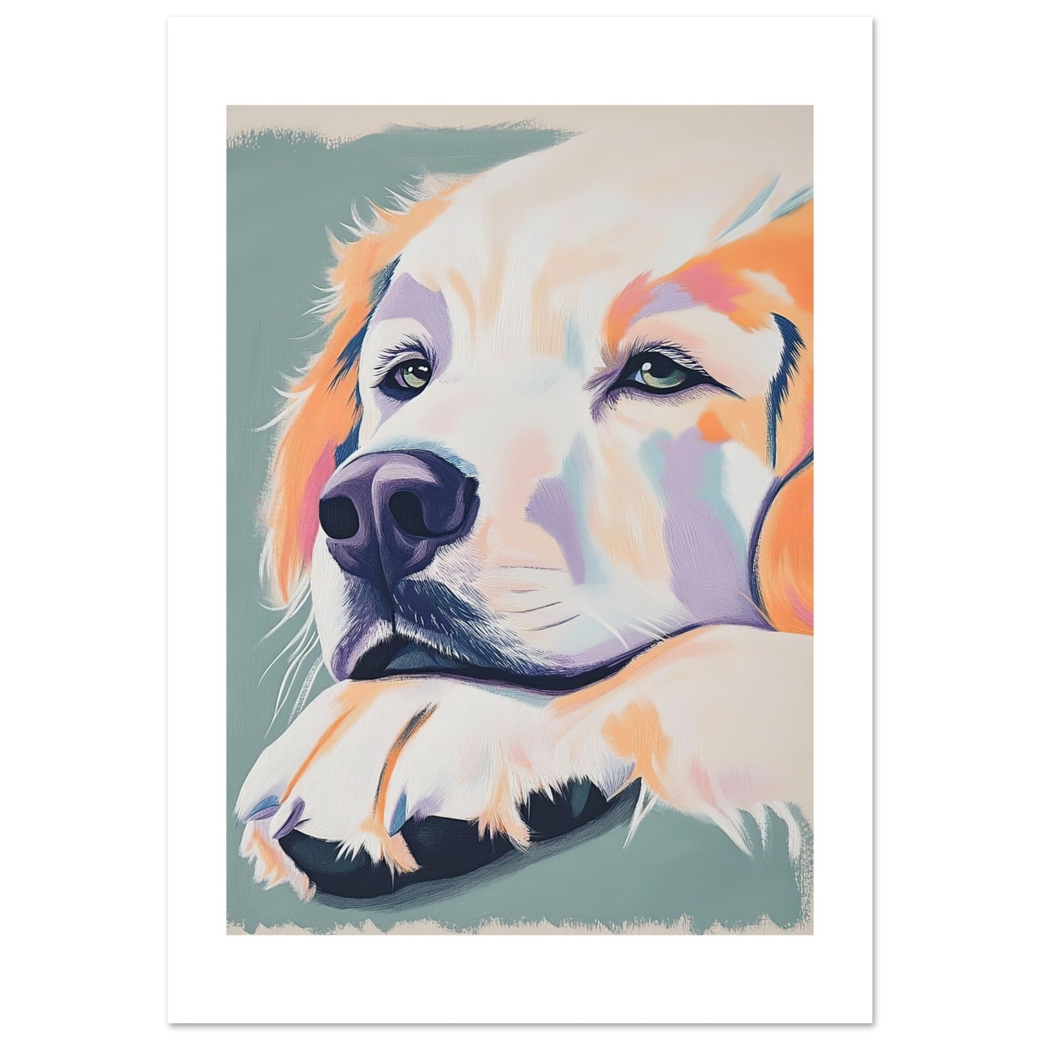 Serene Great Pyrenees Poster in Pastel Colors – Posters One Hundred